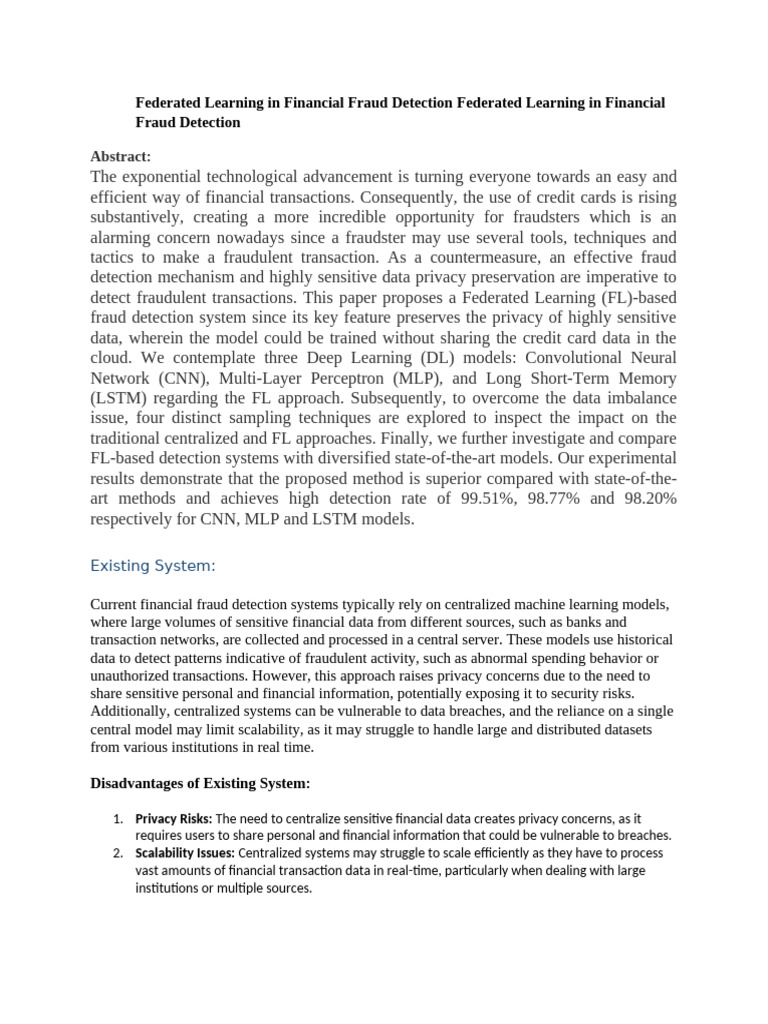 Federated Learning in Financial Fraud Detection Federated Learning in ...