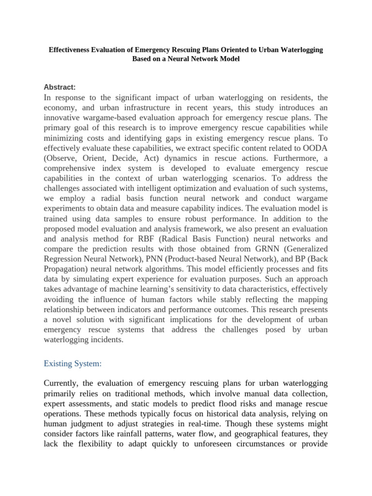 Effectiveness Evaluation of Emergency Rescuing Plans Oriented to Urban Waterlogging Based on a ...