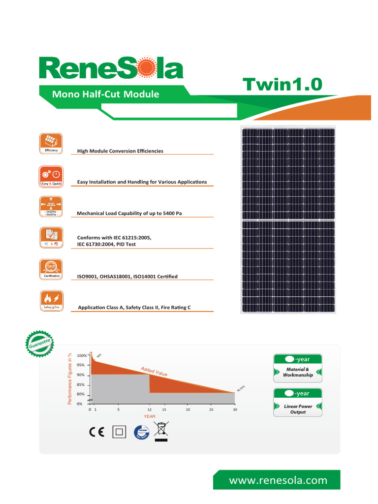 2.1_Folha de Dados - Renesola | PDF | Electrical Equipment | Electronic ...