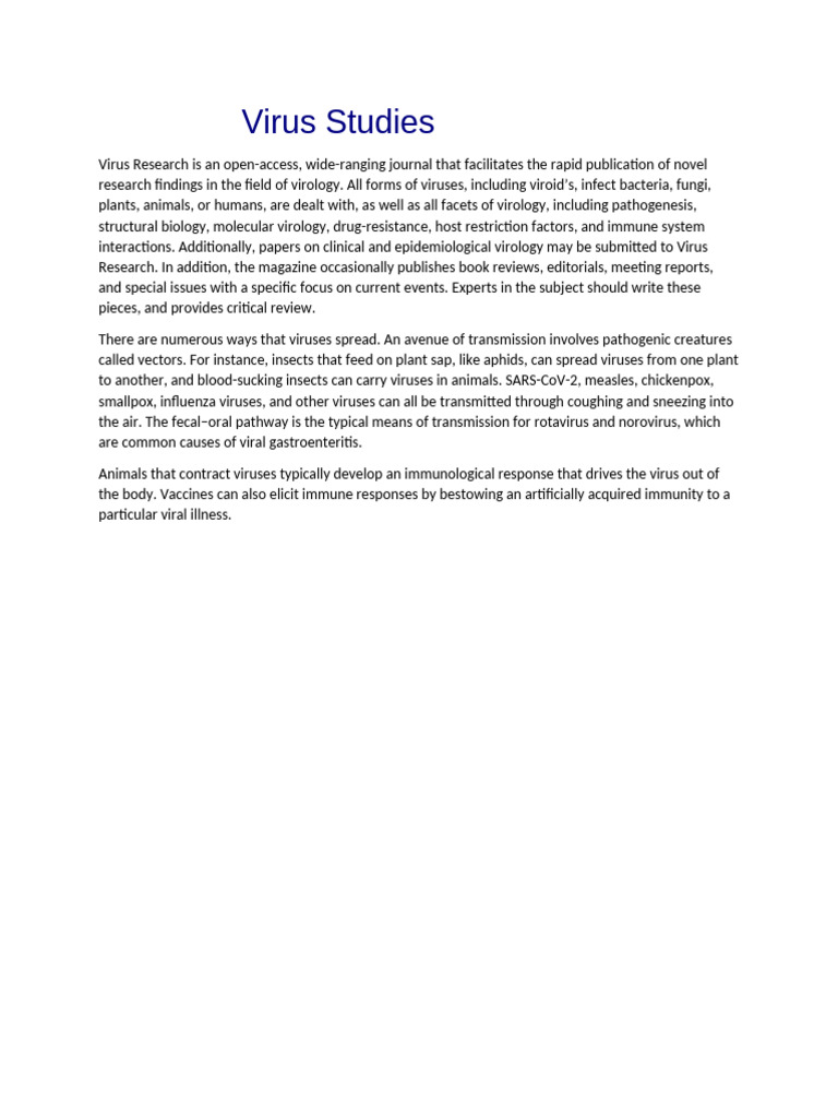 Comprehensive Virus Research Insights | PDF