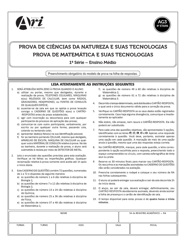 11560-23 - Ag3 - CNST e MST - 1 Serie - 4 Etapa | PDF | Orelha | Sistema imunológico