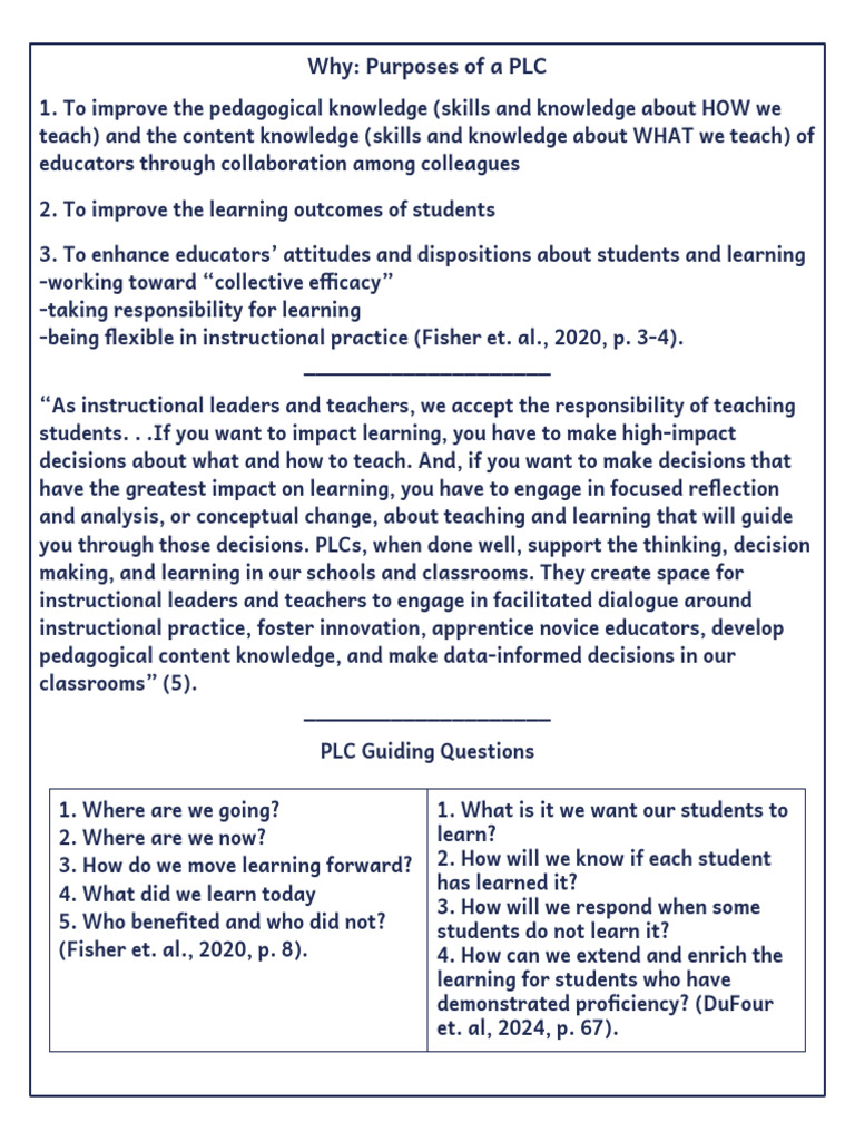 Instructional Council - Why PLCS, Characteristics, and Questions | PDF ...