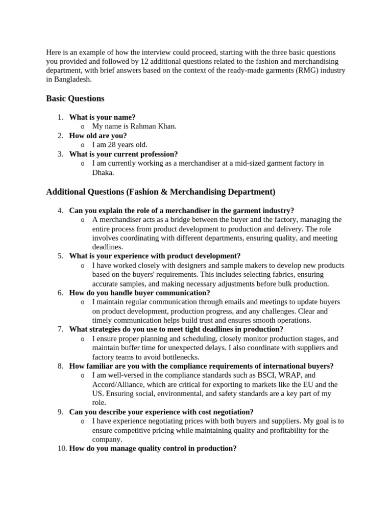 Interview Question | PDF | Procurement | Supply Chain