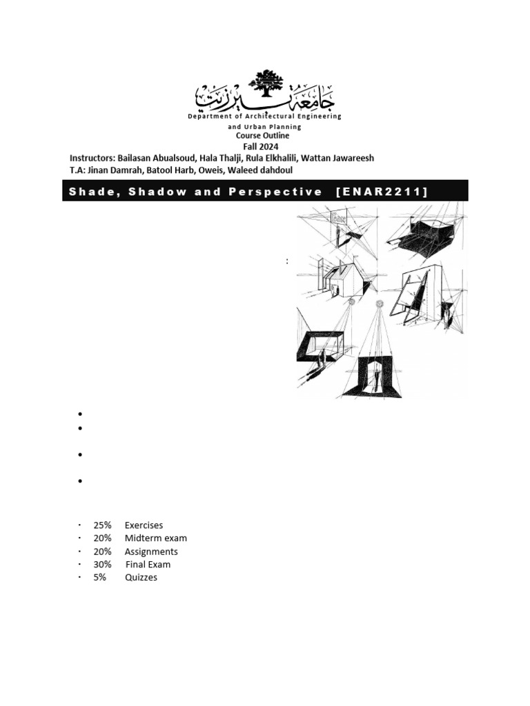 Shade+Shadow+and+Perspective+outline+Fall+2024 | PDF | Drawing