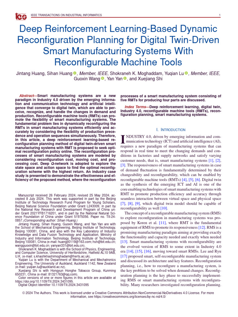 Deep Reinforcement Learning-Based Dynamic Reconfiguration Planning For Digital Twin-Driven Smart ...