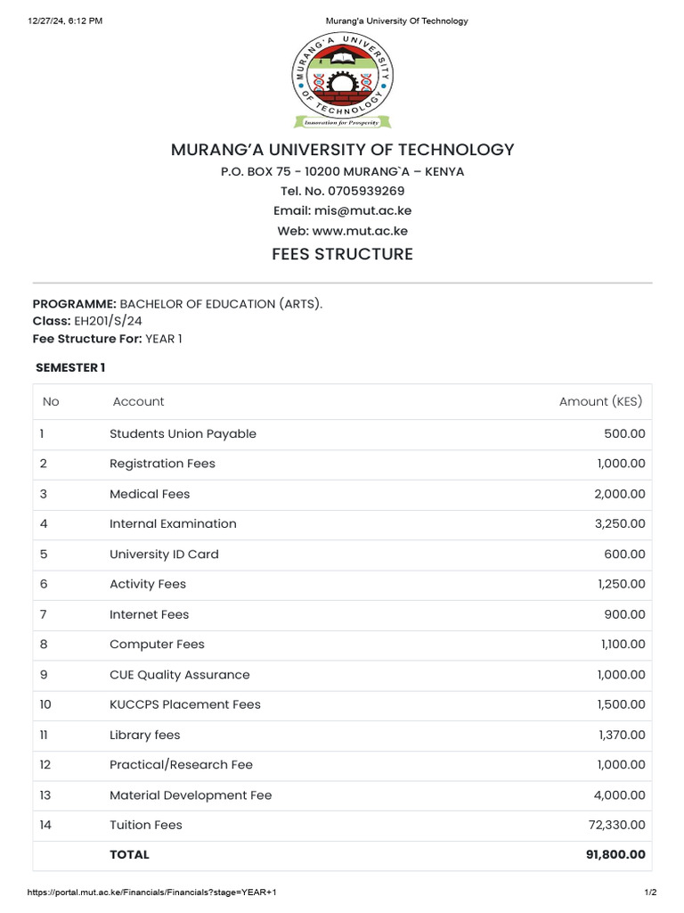 Murang'a University of Technology | PDF