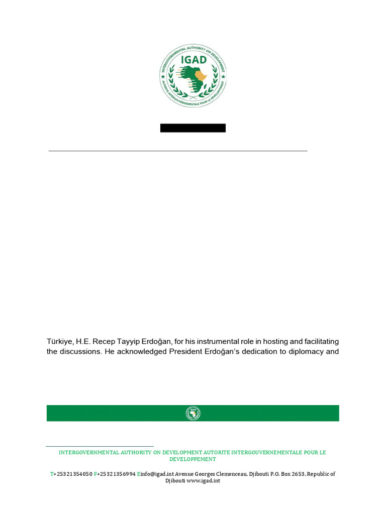 IGAD Applauds Ethiopia-Somalia Ankara Agreement | PDF