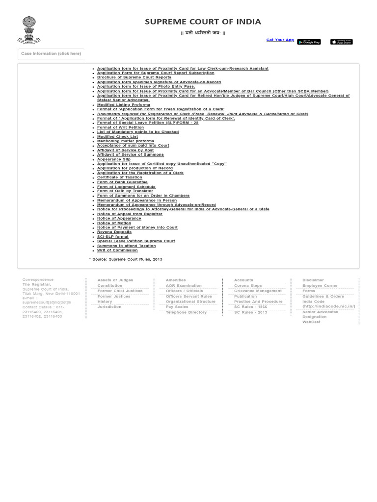 Forms - SUPREME COURT OF INDIA | PDF | Advocate | Law Clerk