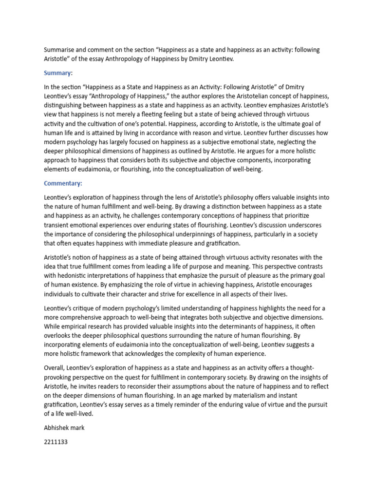 art of being happy assignment | PDF | Happiness | Well Being