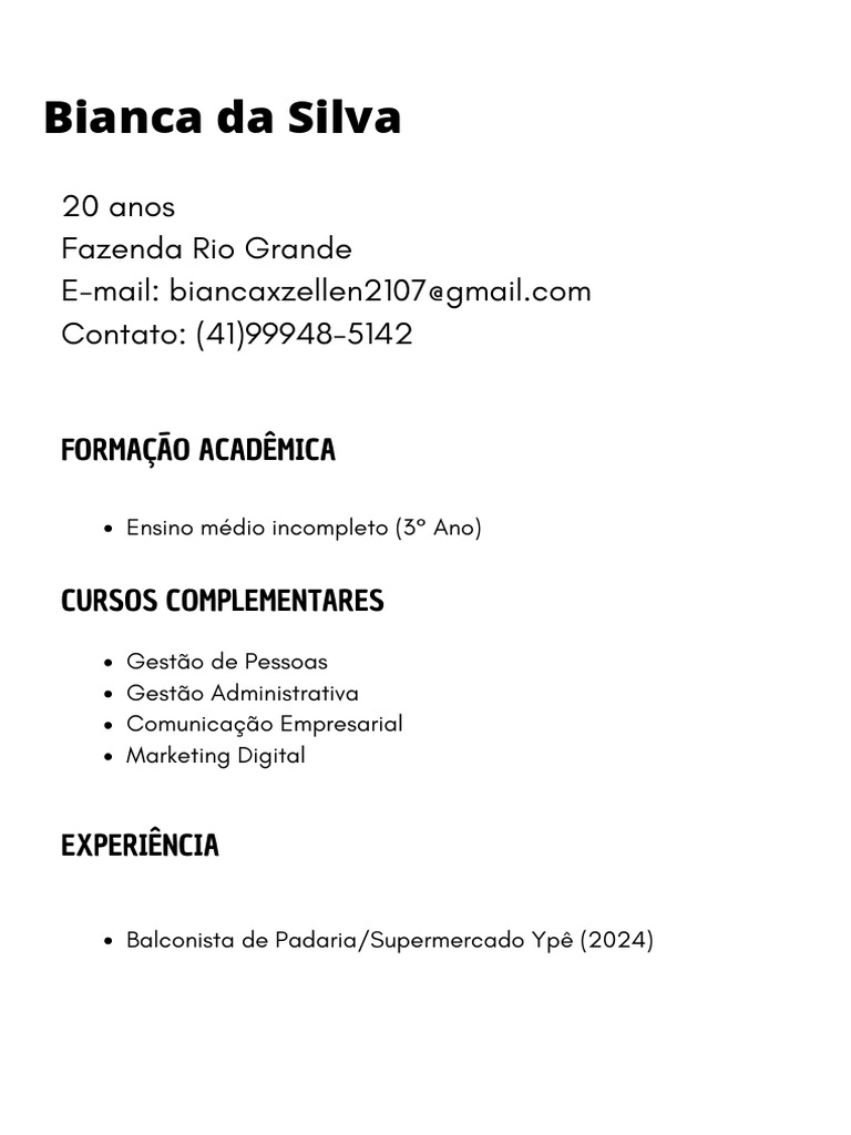 Bianca Currículo | PDF