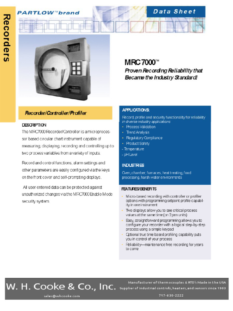 Partlow MRC7000 Recorder | PDF