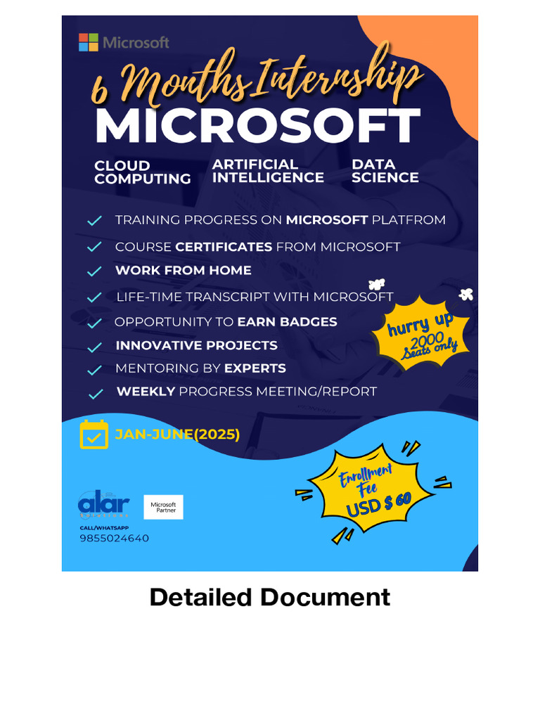 6 Months Internship-Details | PDF | Microsoft | Computing
