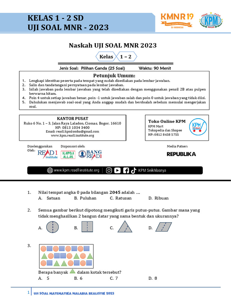 NS Uji Soal KMNR Kelas1 2 1 | PDF