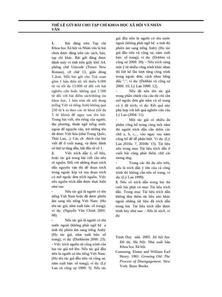 1a.THỂ LỆ GỬI BÀI TẠP CHÍ KHXH&NV | PDF