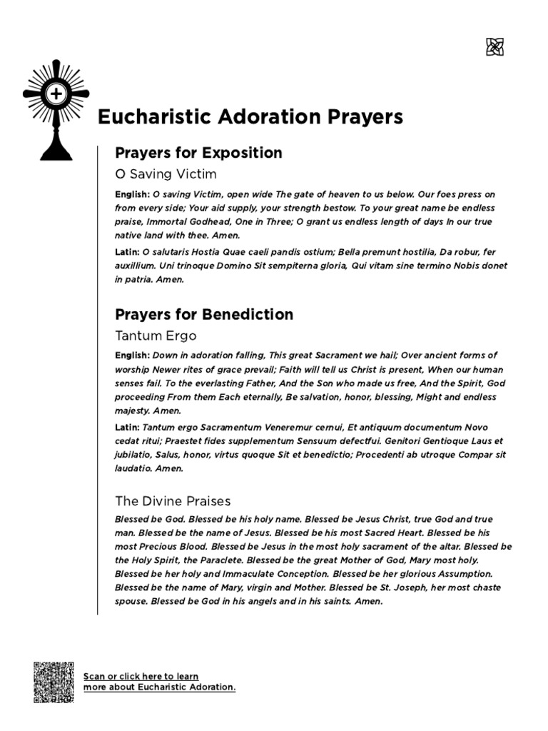 Eucharistic Adoration Prayers | PDF
