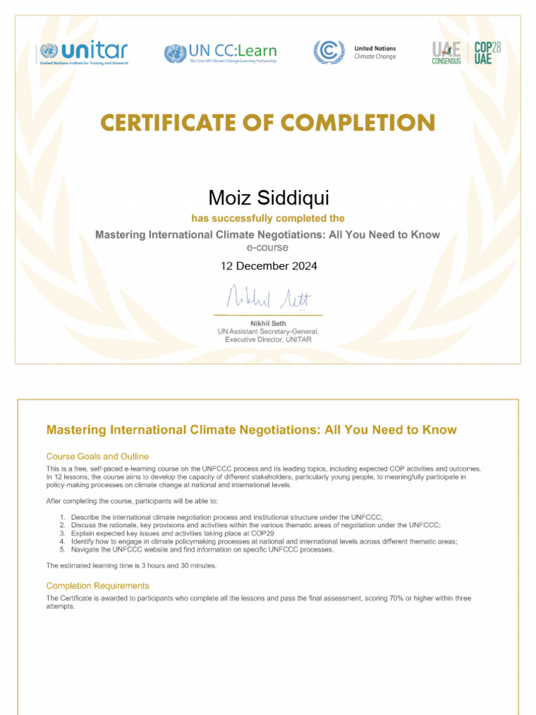 Mastering International Climate Negotiations Certificate | PDF Mastering International Climate Negotiations Certificate | PDF