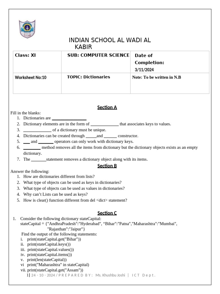5552173-Class 11_CS_WS_10 | PDF | Computing