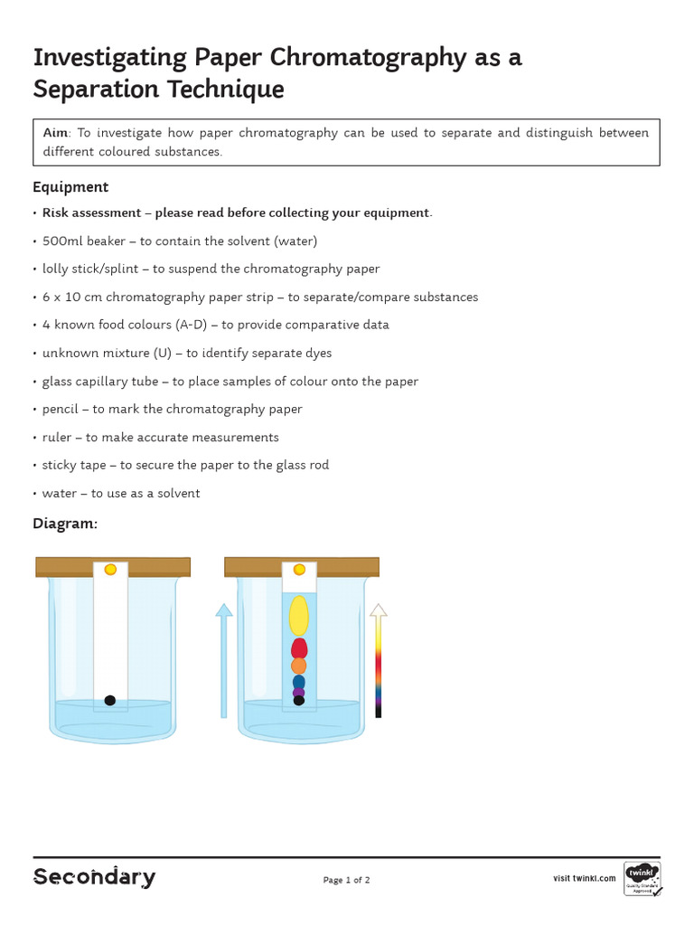 Paper Chromatography Equipment Guide | PDF | Chromatography | Water