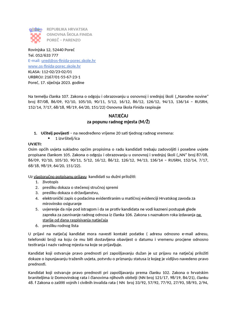 Natjecaj Povijest | PDF