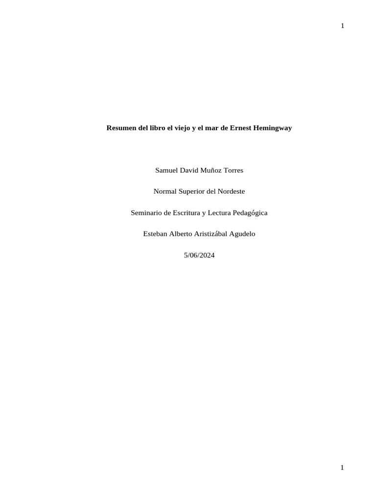 Resumen Del Viejo y El Mar | PDF | Pescado