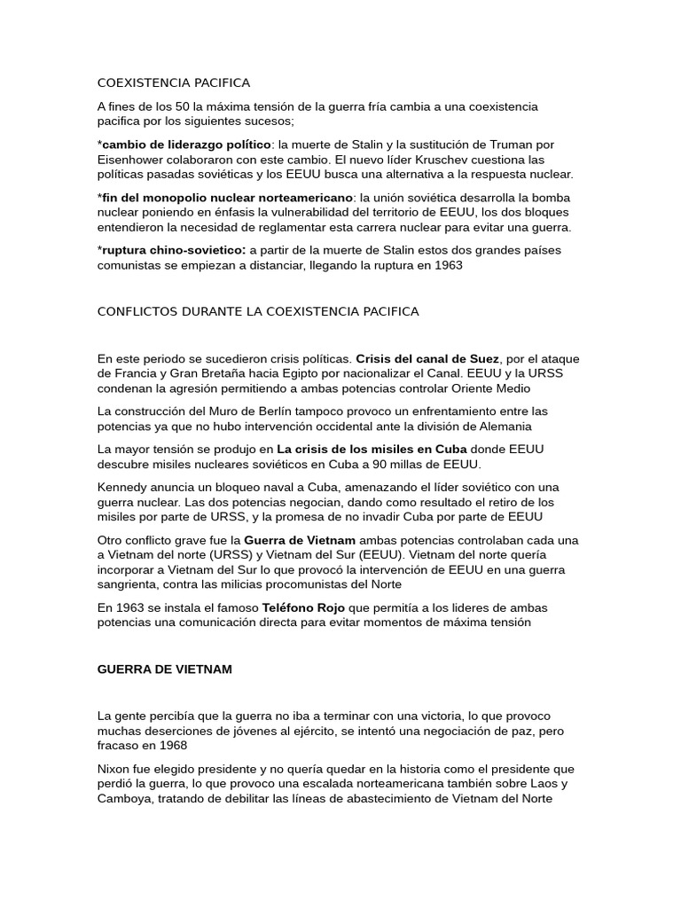 Conflictos Durante La Coexistencia Pacifica | PDF | Hippie | Unión ...