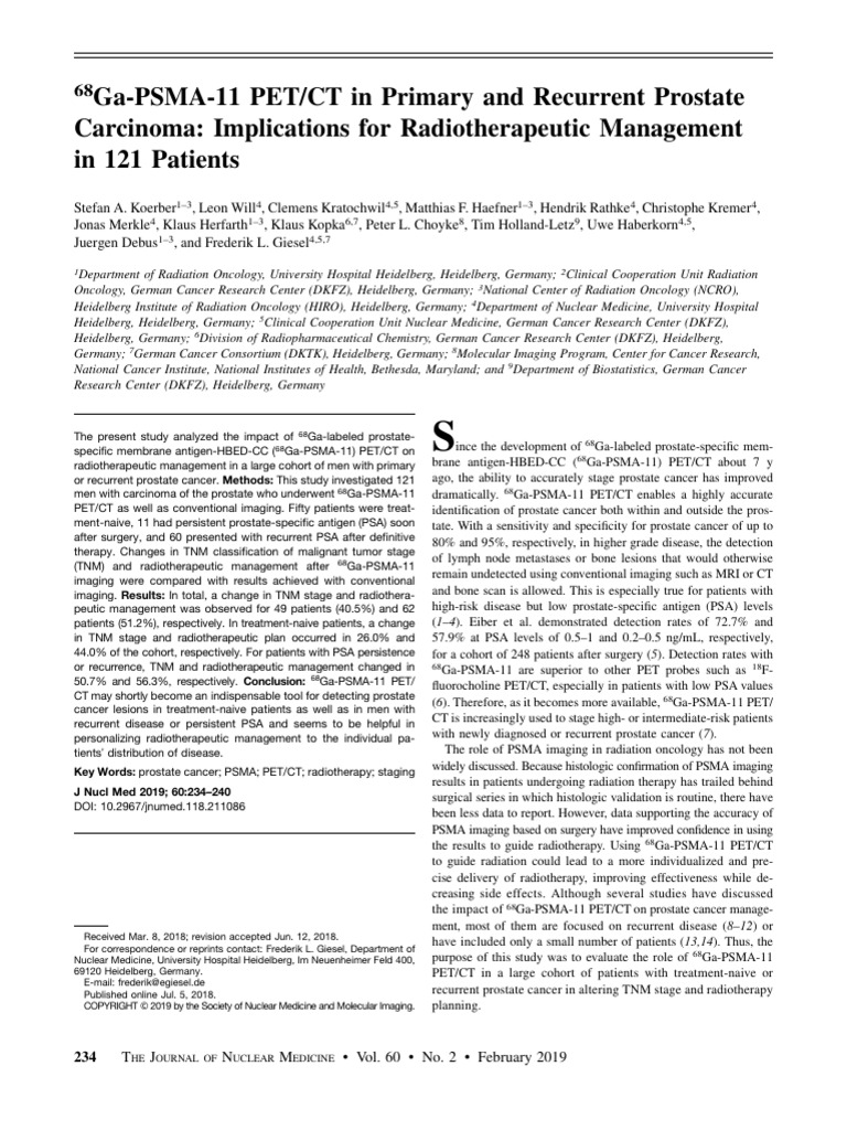 2018 PSMA PET in Primary and Recurrent Prostate Cancer | PDF | Ct Scan ...
