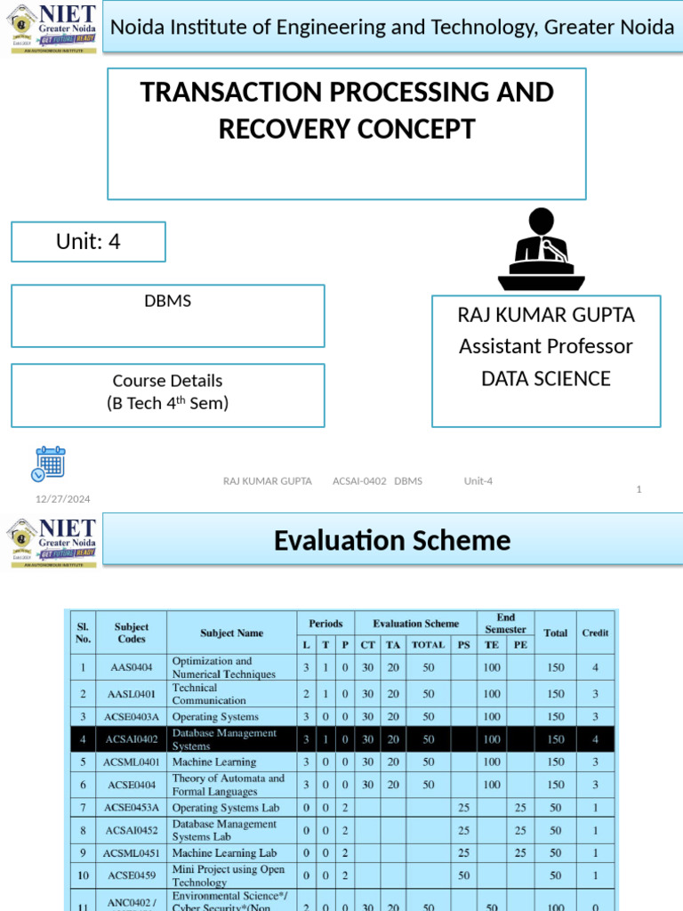DBMS UNIT-4 | PDF | Database Transaction | Acid