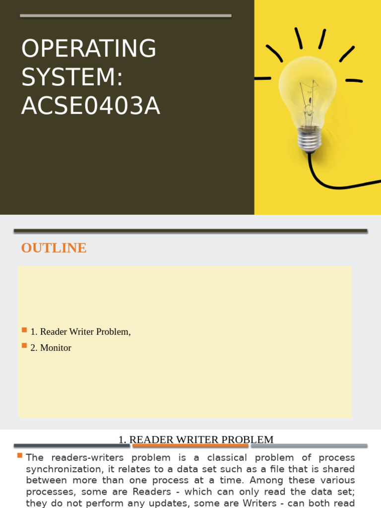 Lec 14 Reader Writer Problem and Monitor | PDF | Concurrency (Computer Science) | Computing