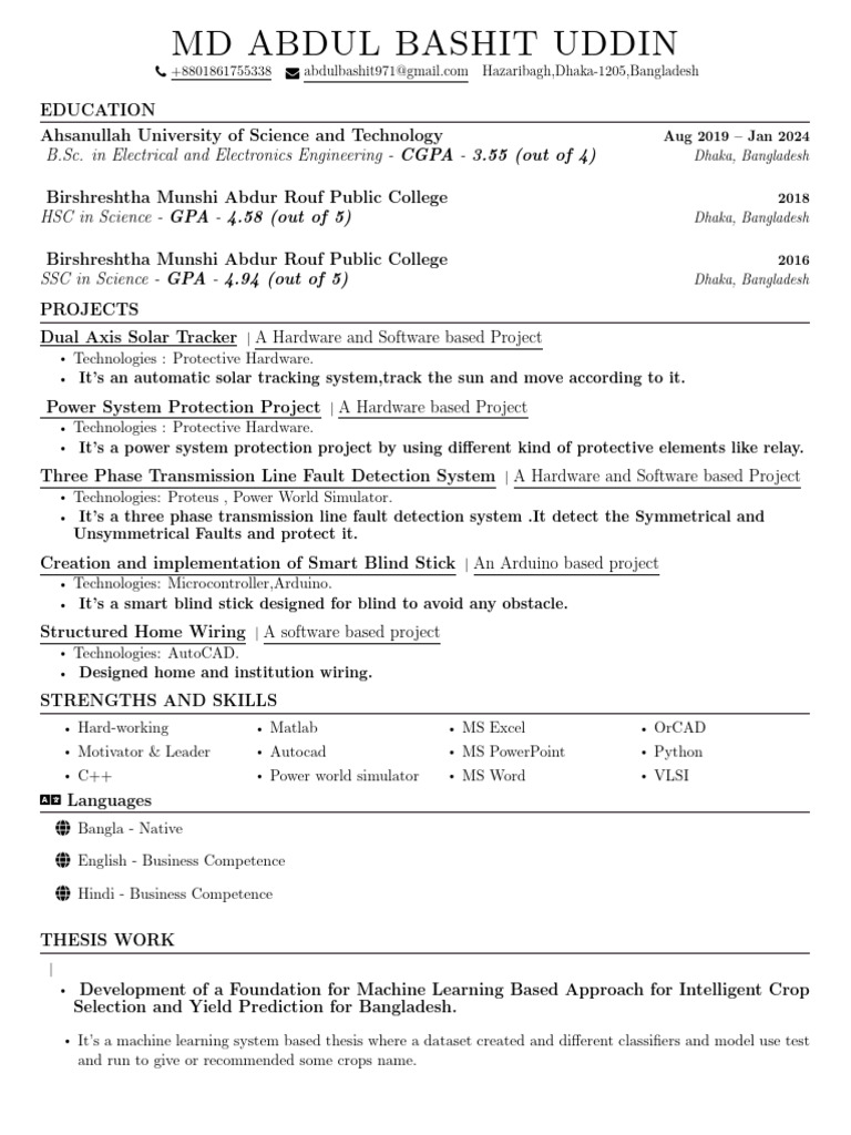 CV - of MD Abdul Bashit Uddin | PDF | Computer Science | Computing