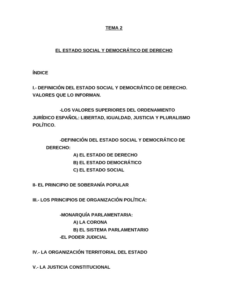 Tema 2 El Estado Social y Democra¿Tico de Derecho | PDF | Jurisdicción | Democracia