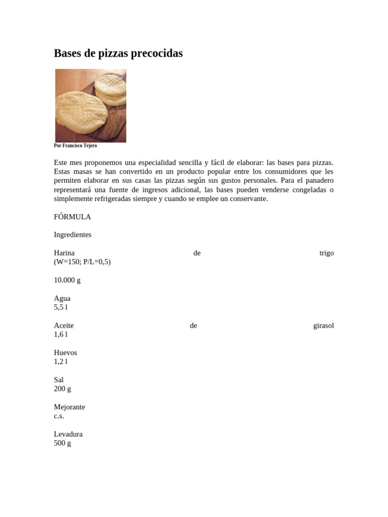 Basa de Pizza Precocida | PDF