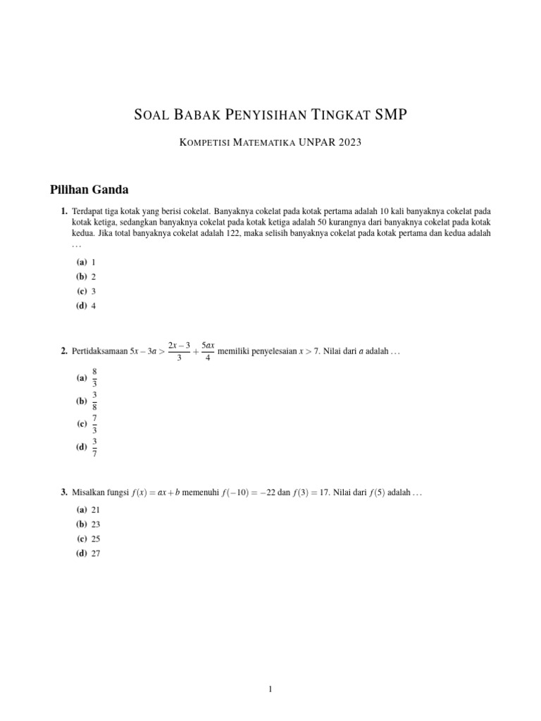 Penyisihan-Smp Komat Unpar 2023 | PDF