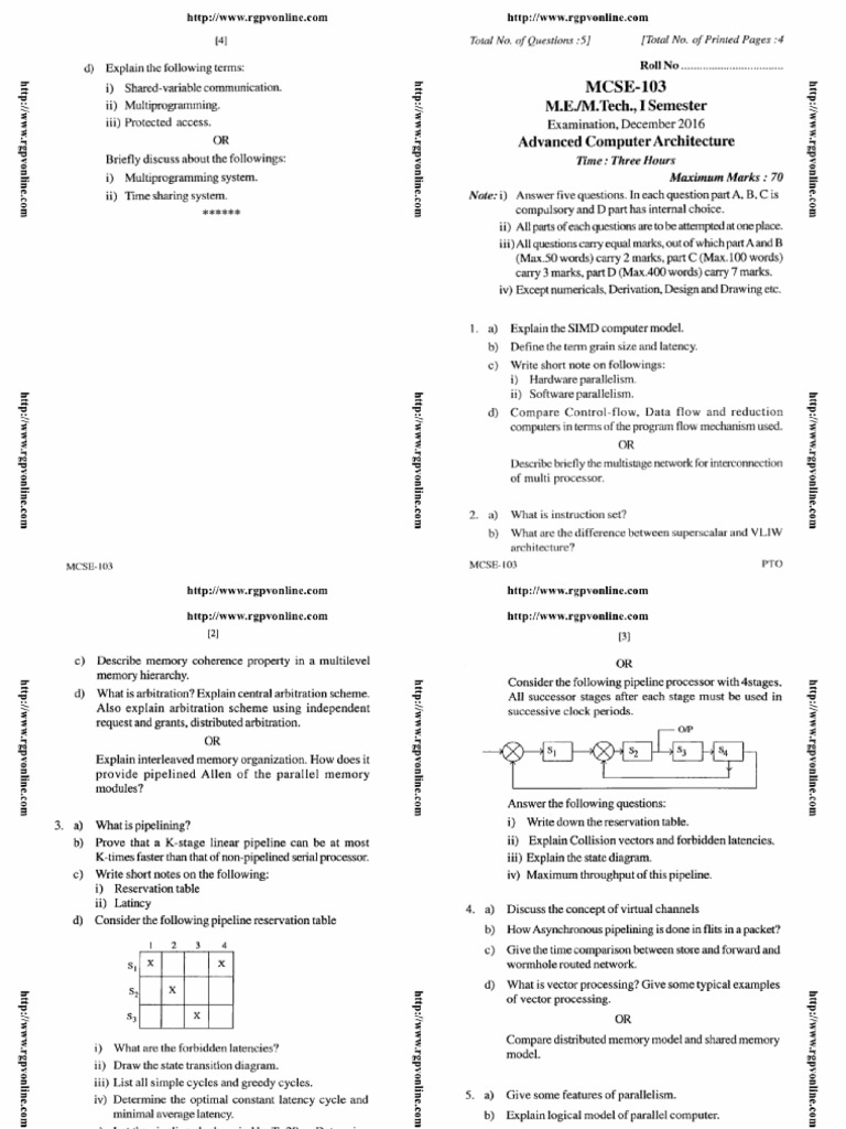 Mcse 103 Advanced Computer Architecture Dec 2016 | PDF