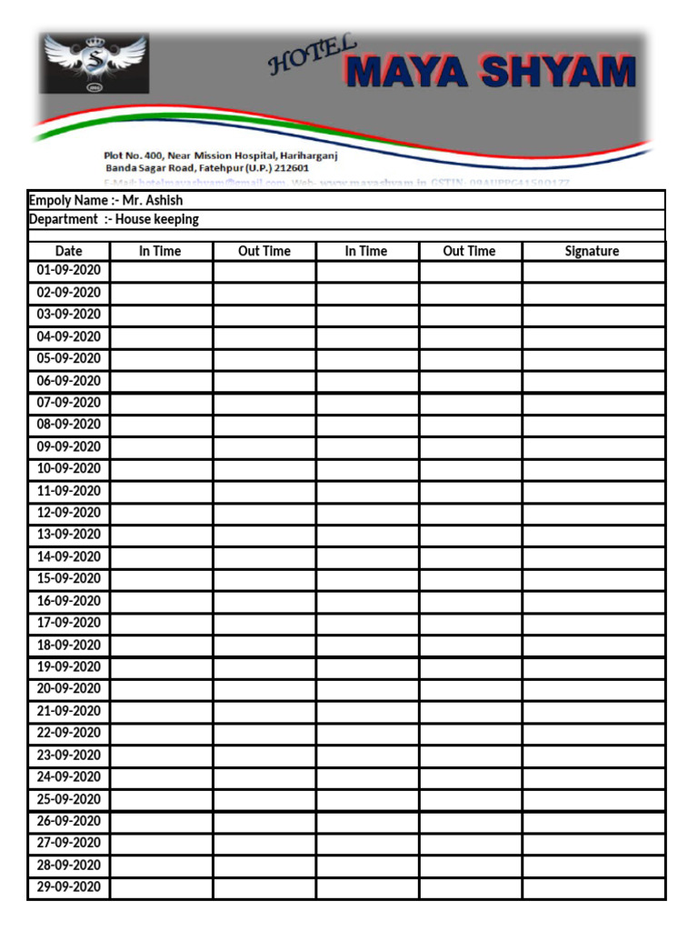 Duty Timing Sheet | PDF