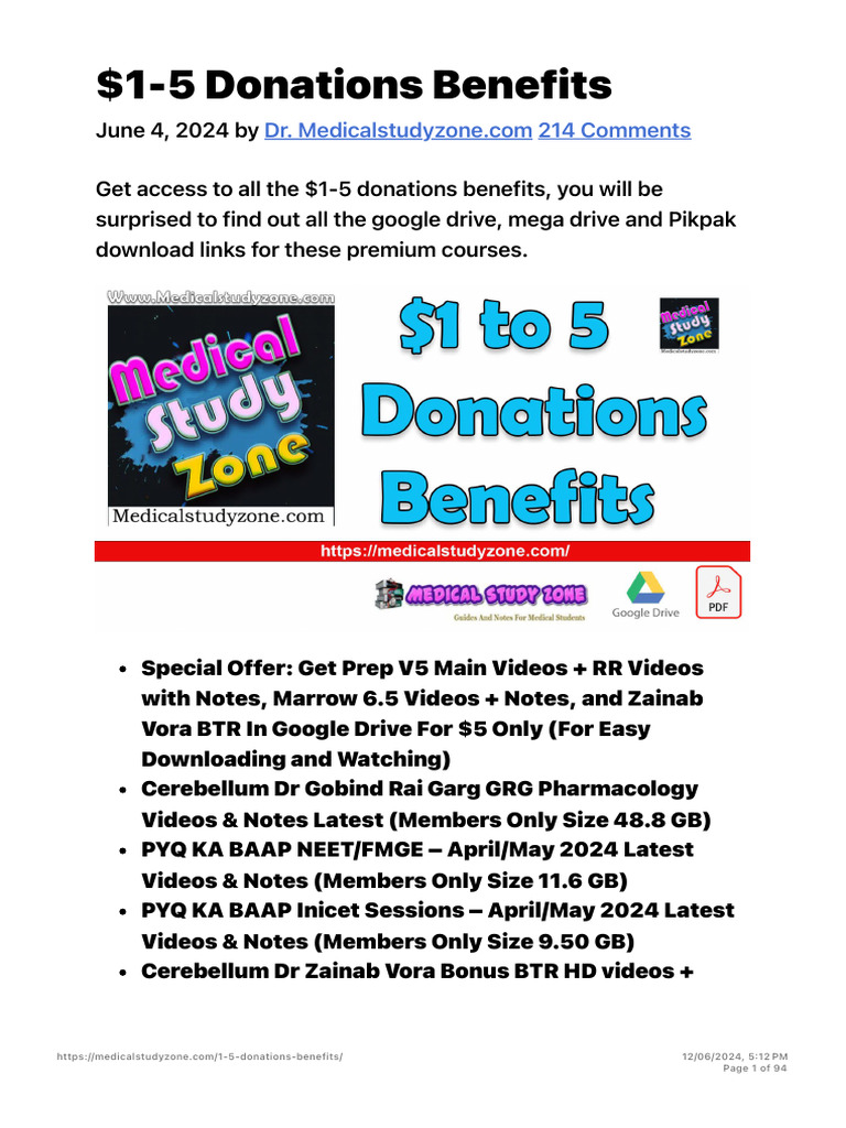$1-5 Donations Benefits - Medical Study Zone | PDF | Mobile App | Medicine