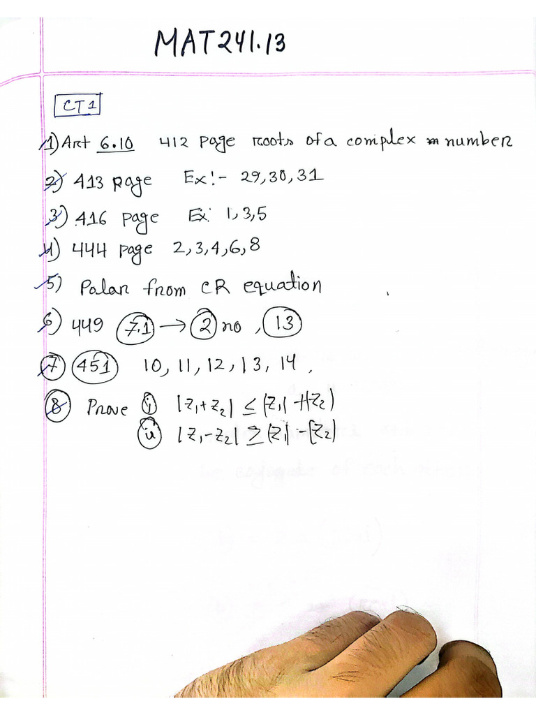 Complex Variable Math Note 1 | PDF