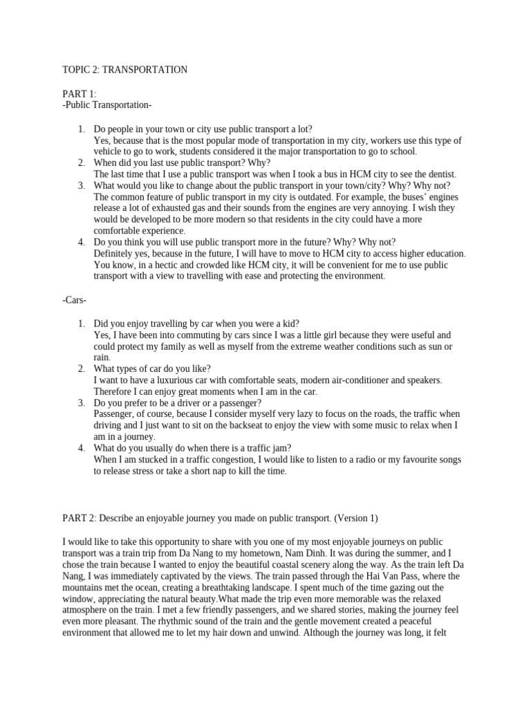 TOPIC 2 | PDF | Transport | Public Transport