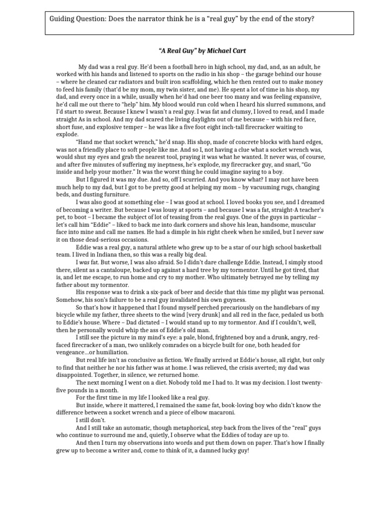 A Real Guy - Performance Task | PDF