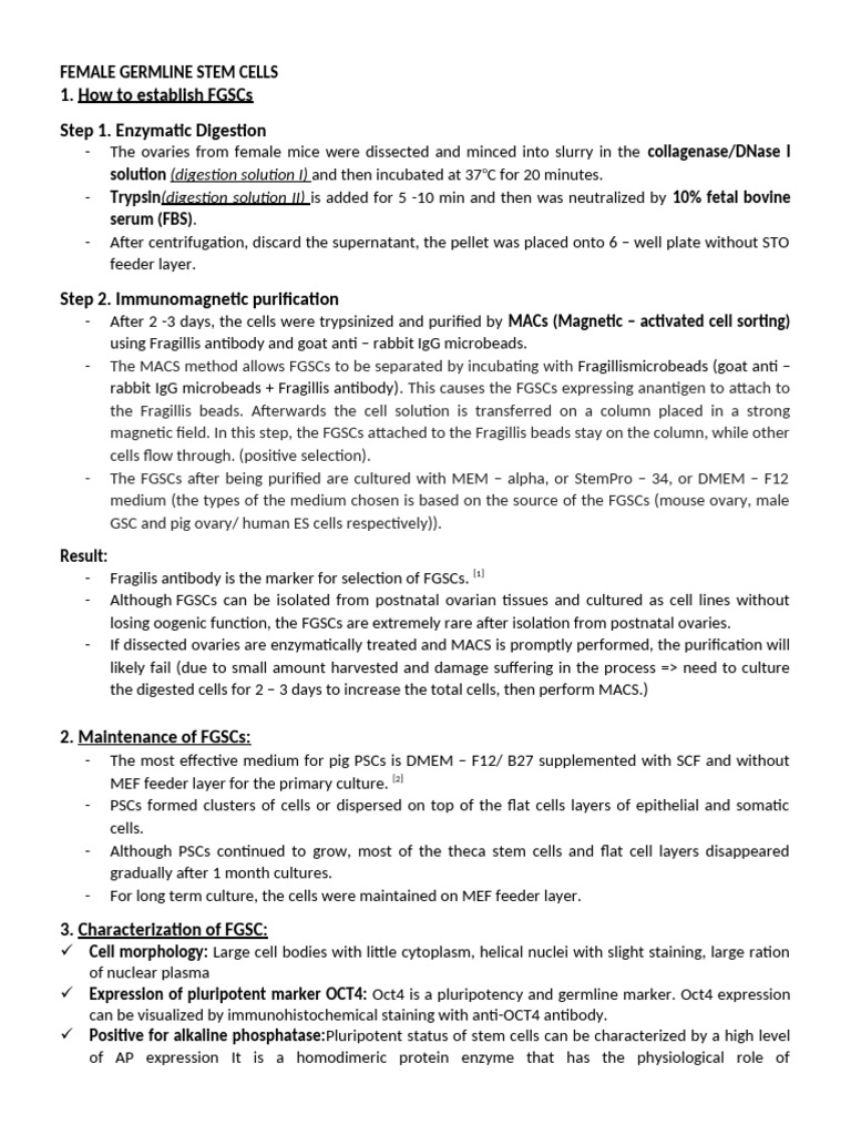 G3. Female Germline Stem Cells | PDF | Gene Expression | Stem Cell