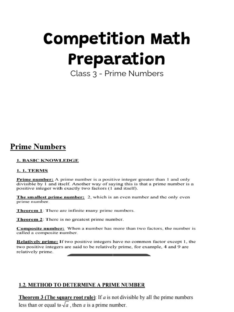 Class 3 Prime Numbers | PDF