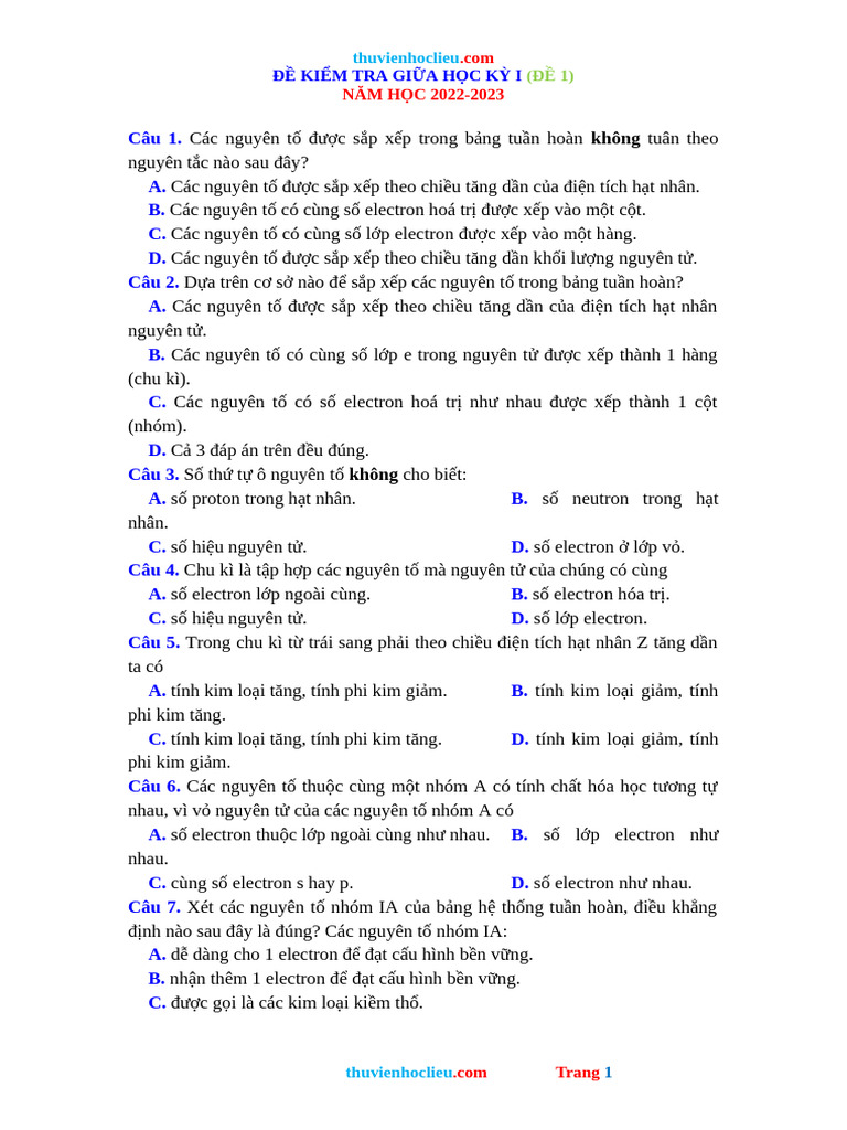 thuvienhoclieu.com-Bo-De-thi-giua-HK1-Hoa-10-KNTT-co-dap-an | PDF