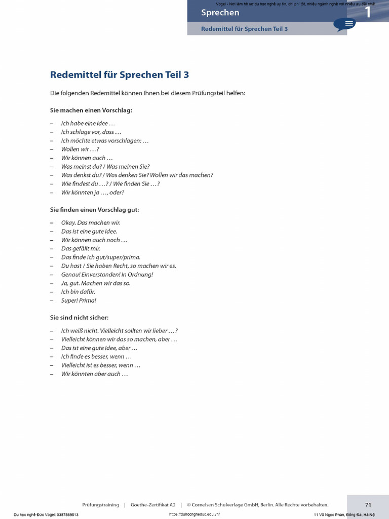 Prufung A2 Sprechen Teil 3 Redemittel | PDF