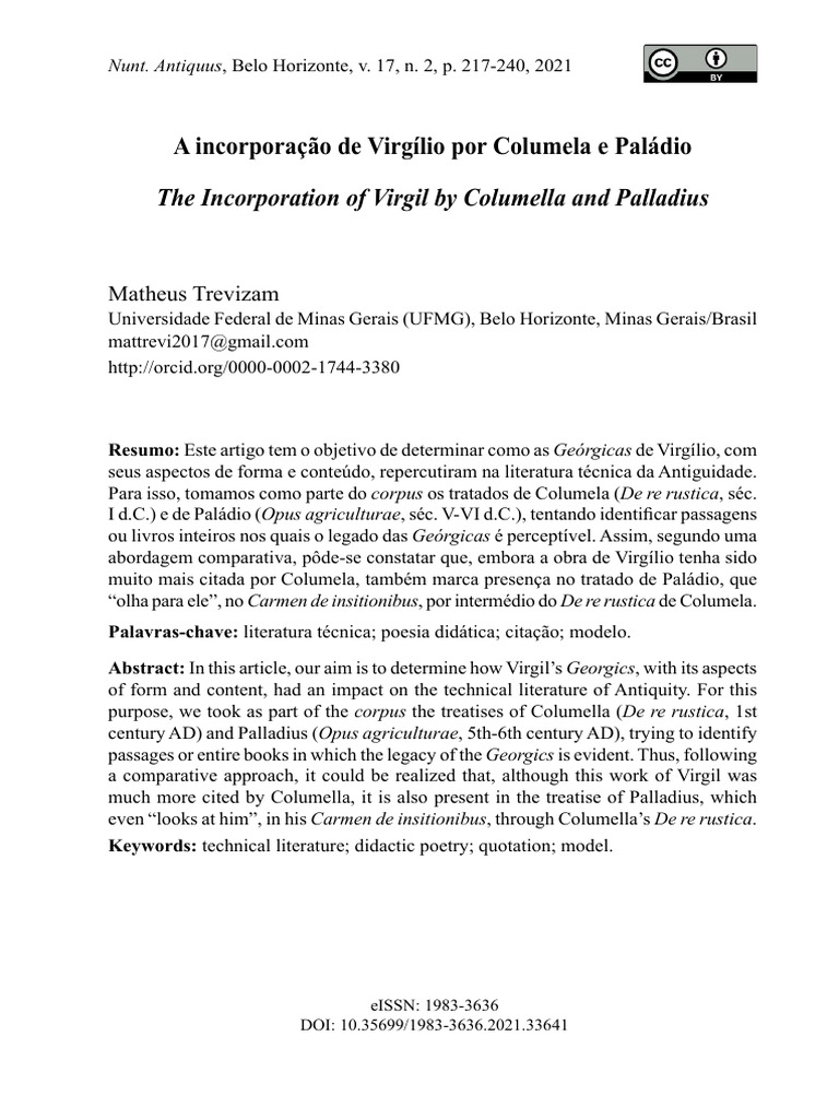 Virgílio nas Obras de Columela e Paládio | PDF | Virgílio | Roma Antiga