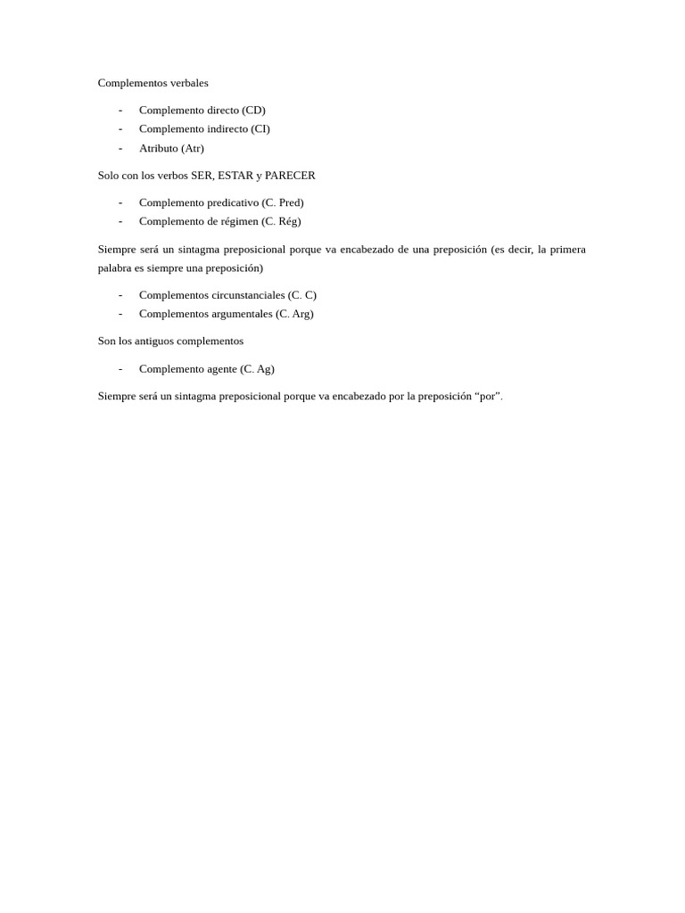 Complementos verbales | PDF