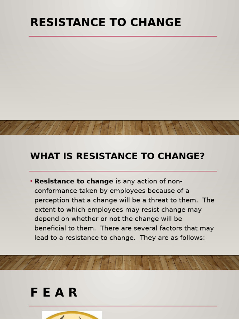 Resistance To Change | PDF | Fear | Behavioural Sciences