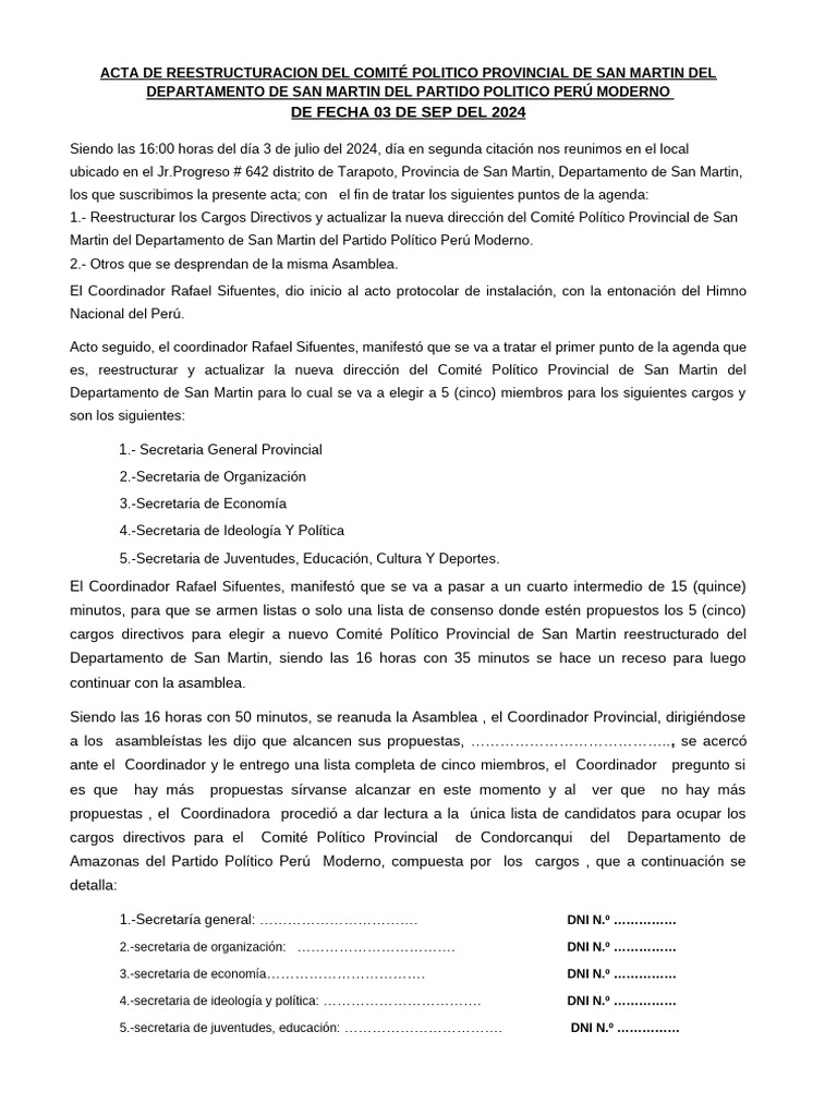 Modelo De Reestructuracion Pdf Perú Gobierno
