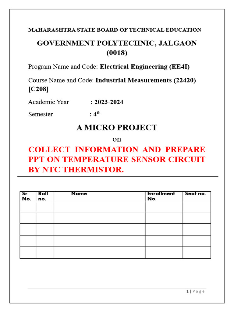 IME MICROPROJECT | PDF | Electrical Resistance And Conductance | Physical Sciences