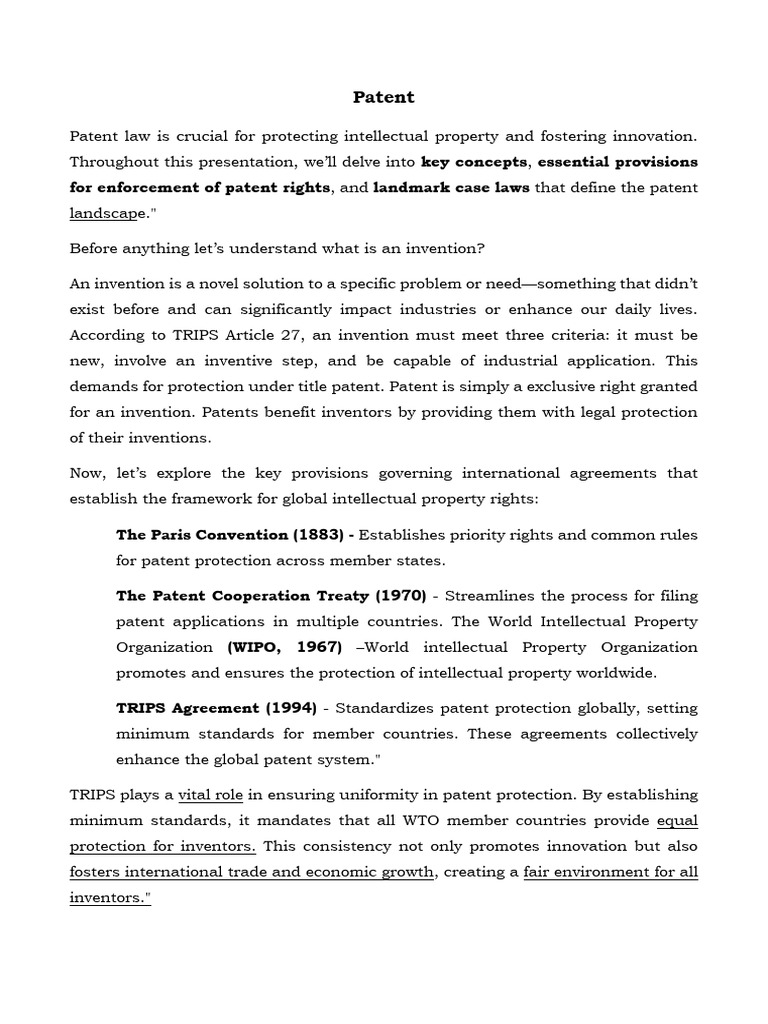 Patent NOTE | PDF | Patent | Patent Infringement