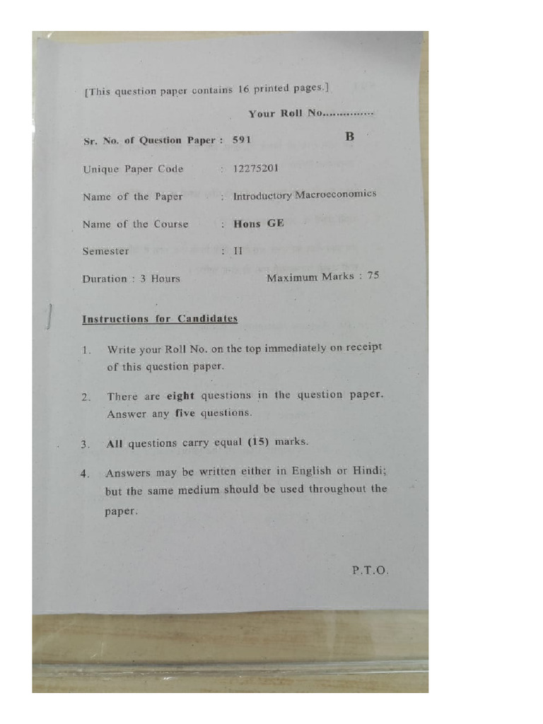 Regular Question Paper Macroeconomics | PDF