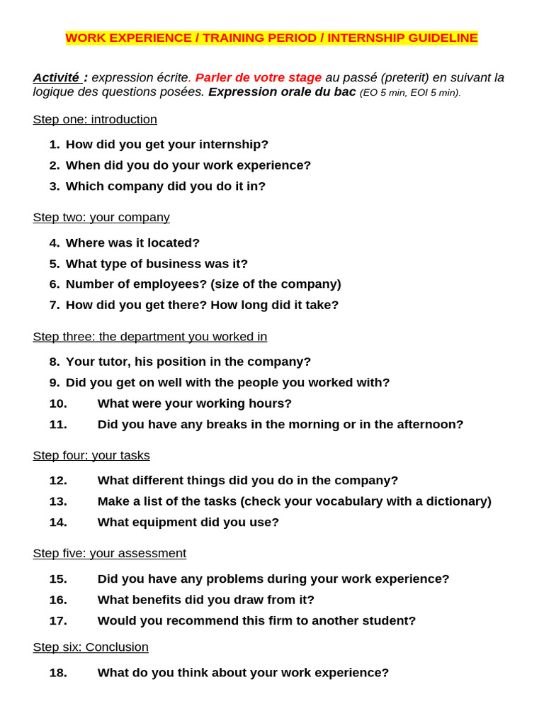 01 Fiche EOC Questions Et Reponses Stage Bac | PDF